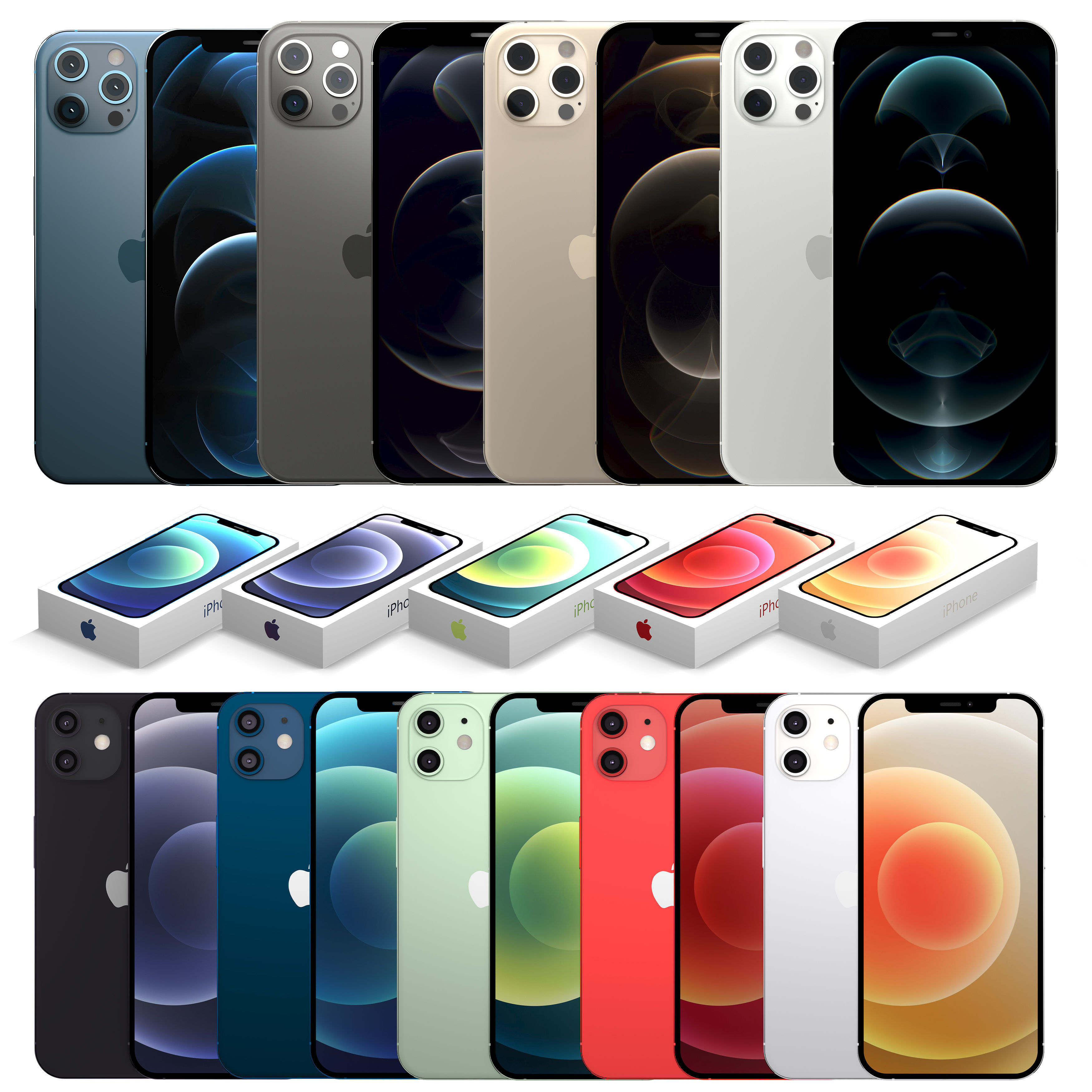 3D model Apple 2020 iPhone Collection VR / AR / low-poly | CGTrader