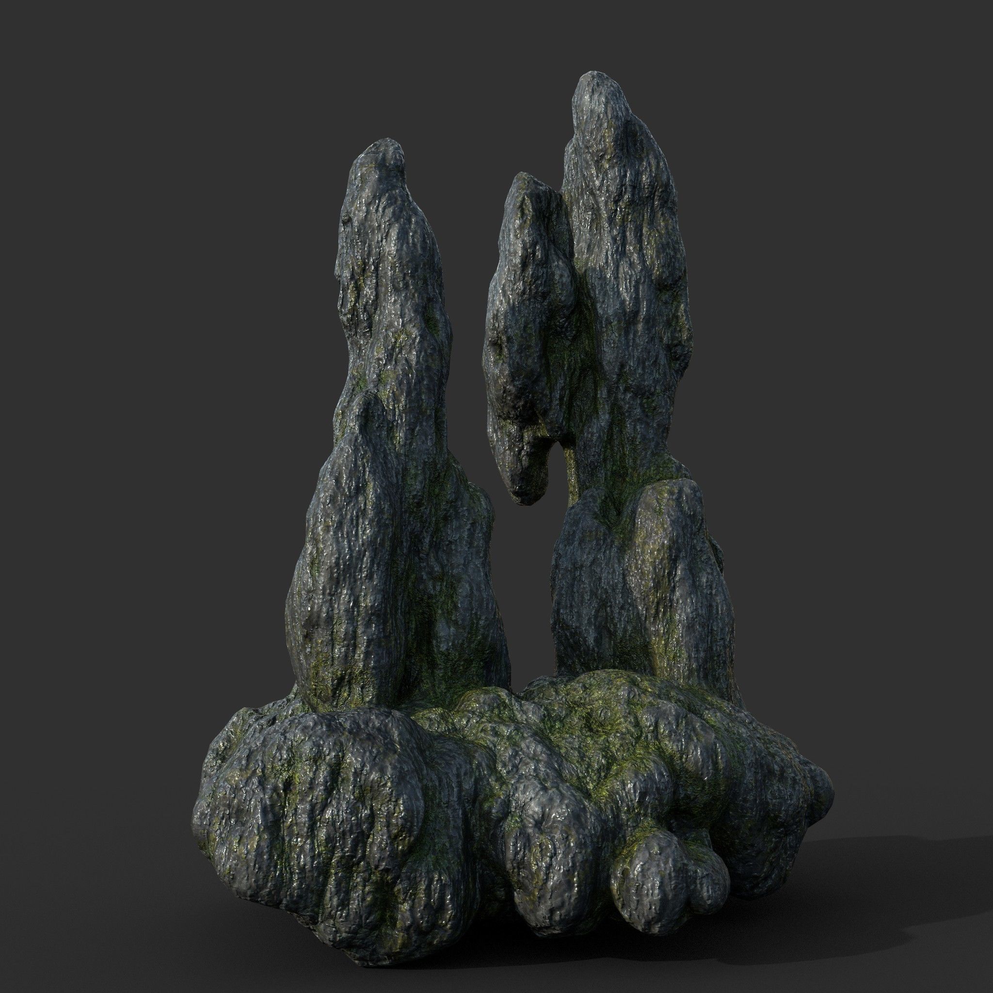 3D model Low poly Mossy Cave Modular Column Pack 200802 VR / AR / low ...