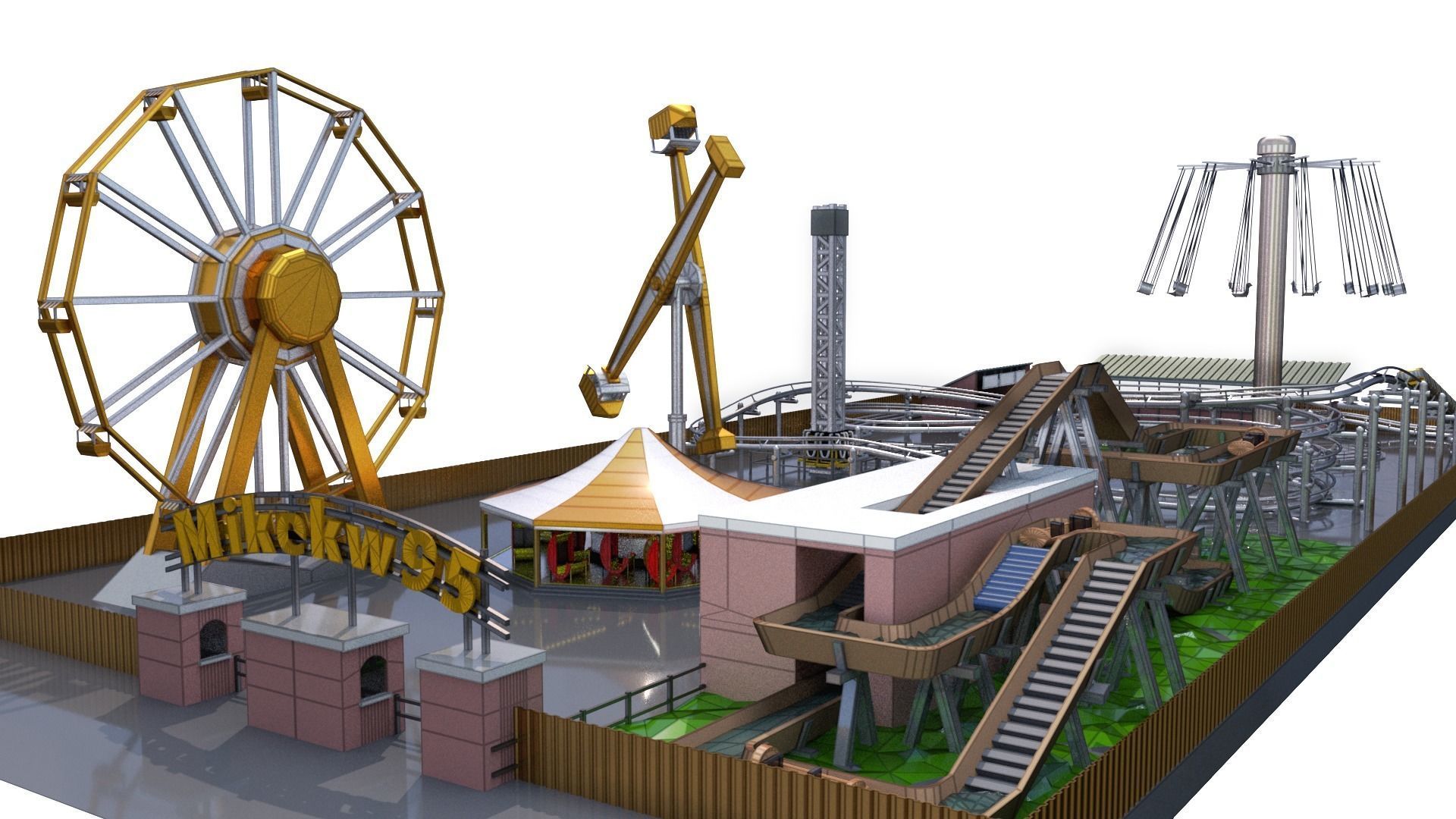 Low Poly Theme Park 3D model | CGTrader