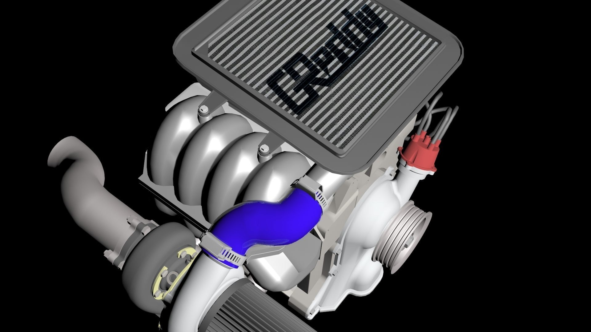 Rotary 13B T Turbo Setup 3D model | CGTrader