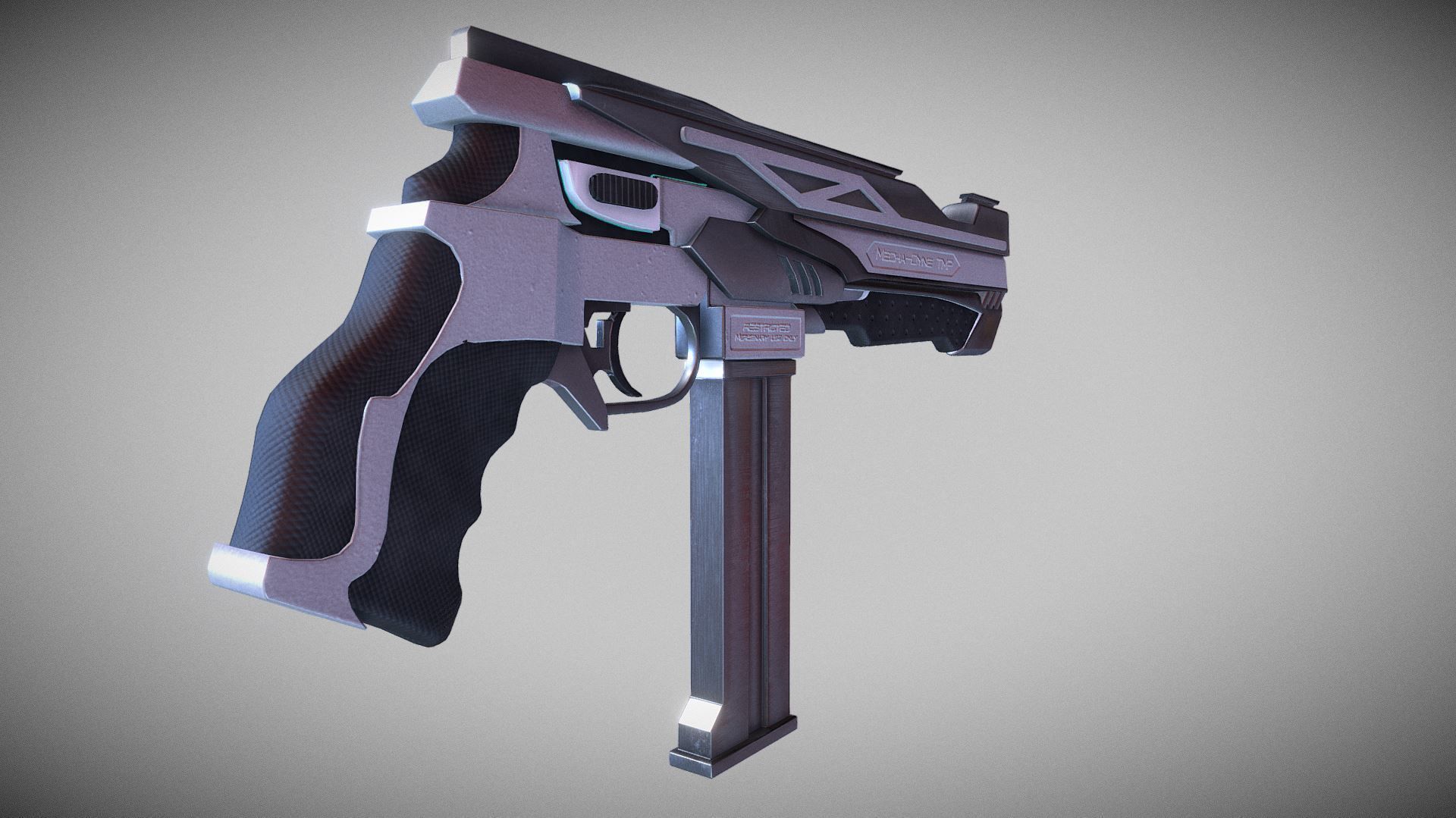 3D model Cyberpunk Tactical Machine Pistol VR / AR / low-poly | CGTrader