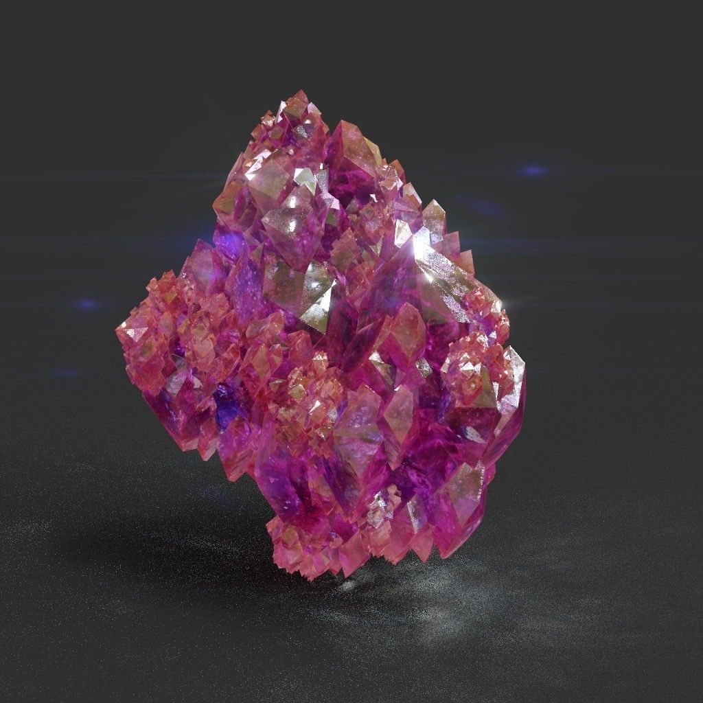 3D model Low Poly Pink Crystal Gemstone Pack 200114 VR / AR / low-poly ...