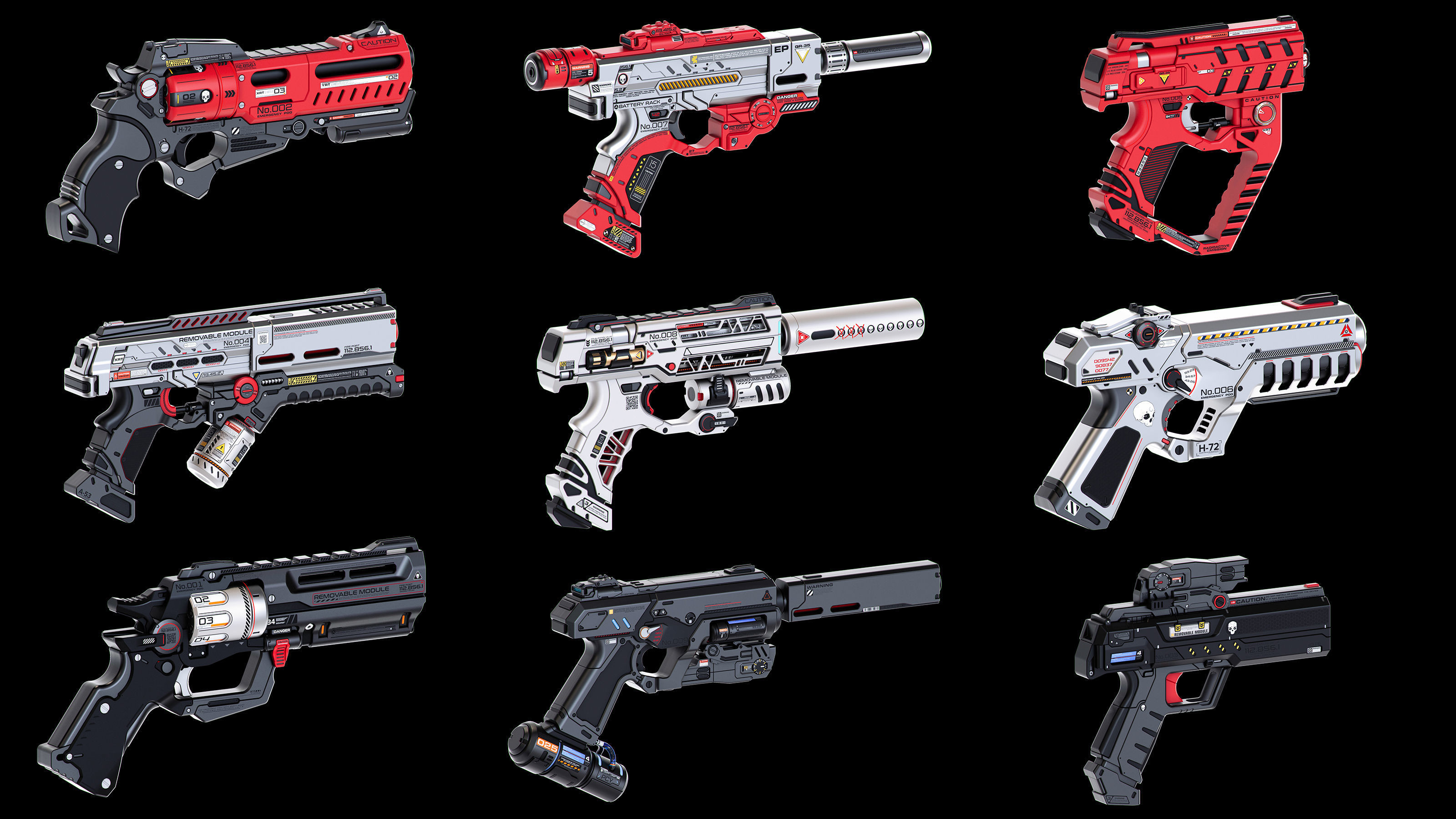 Sci-Fi Guns Set Kitbash 3D model | CGTrader