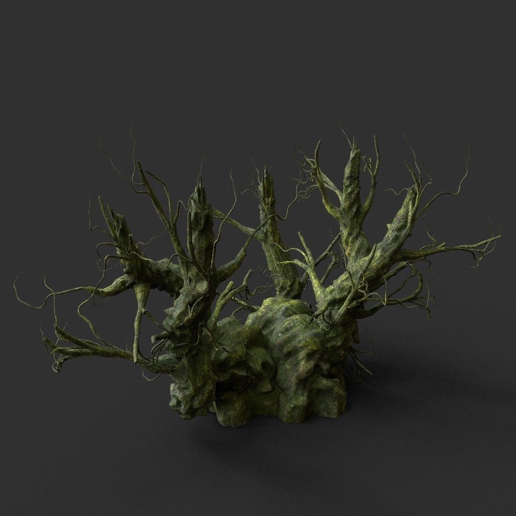 3D model Low poly Mossy Jungle Dead Tree VR / AR / low-poly | CGTrader