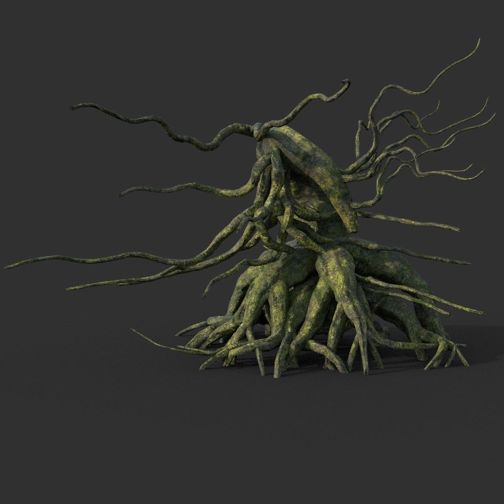 3D model Low poly Mossy Jungle Dead Tree VR / AR / low-poly | CGTrader
