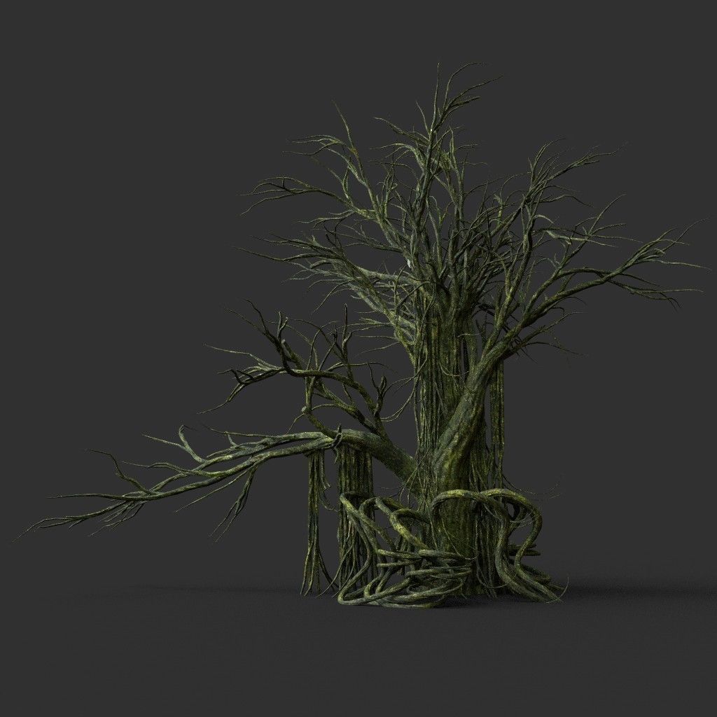 3D model Low poly Mossy Jungle Dead Tree VR / AR / low-poly | CGTrader