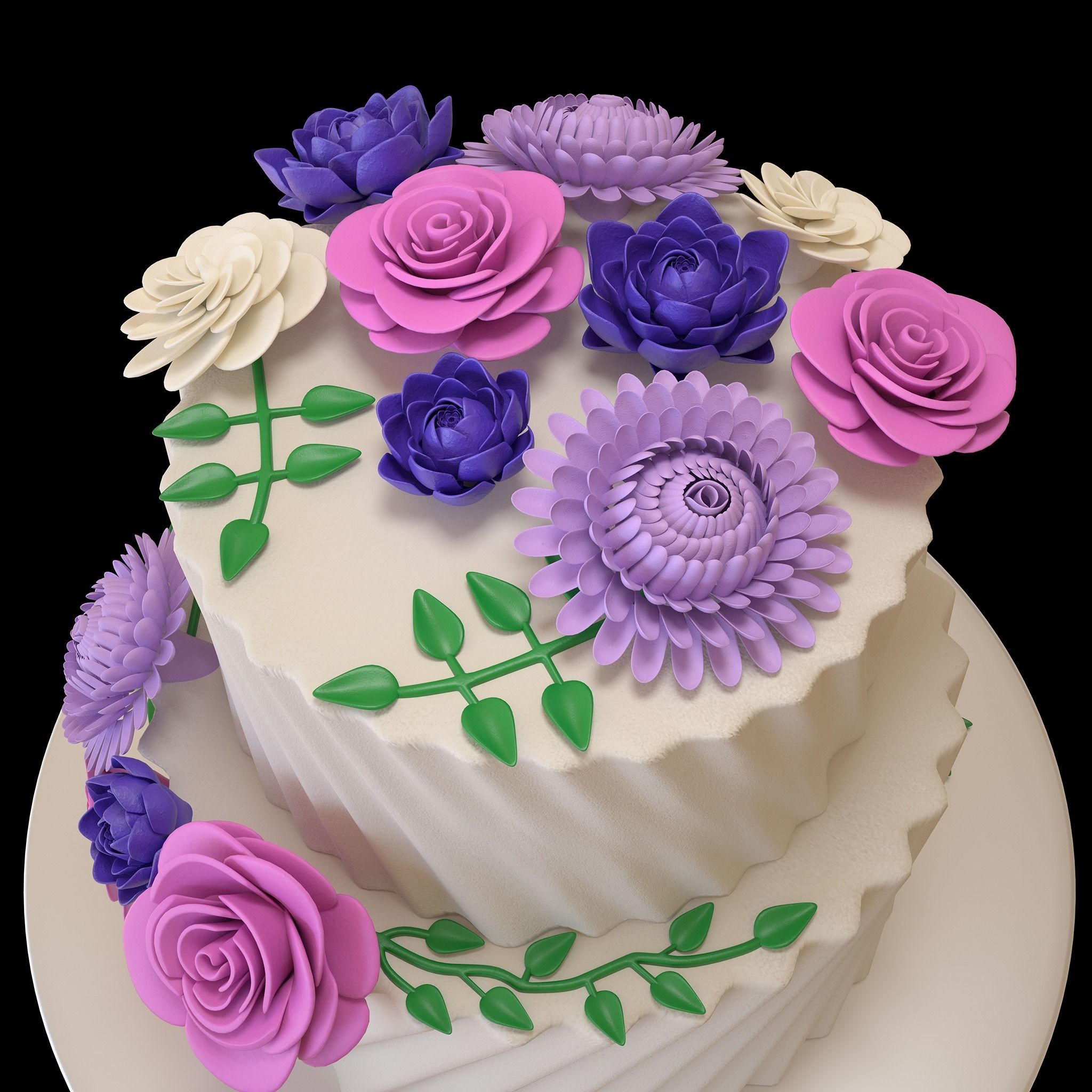 Floral cake 3D model | CGTrader