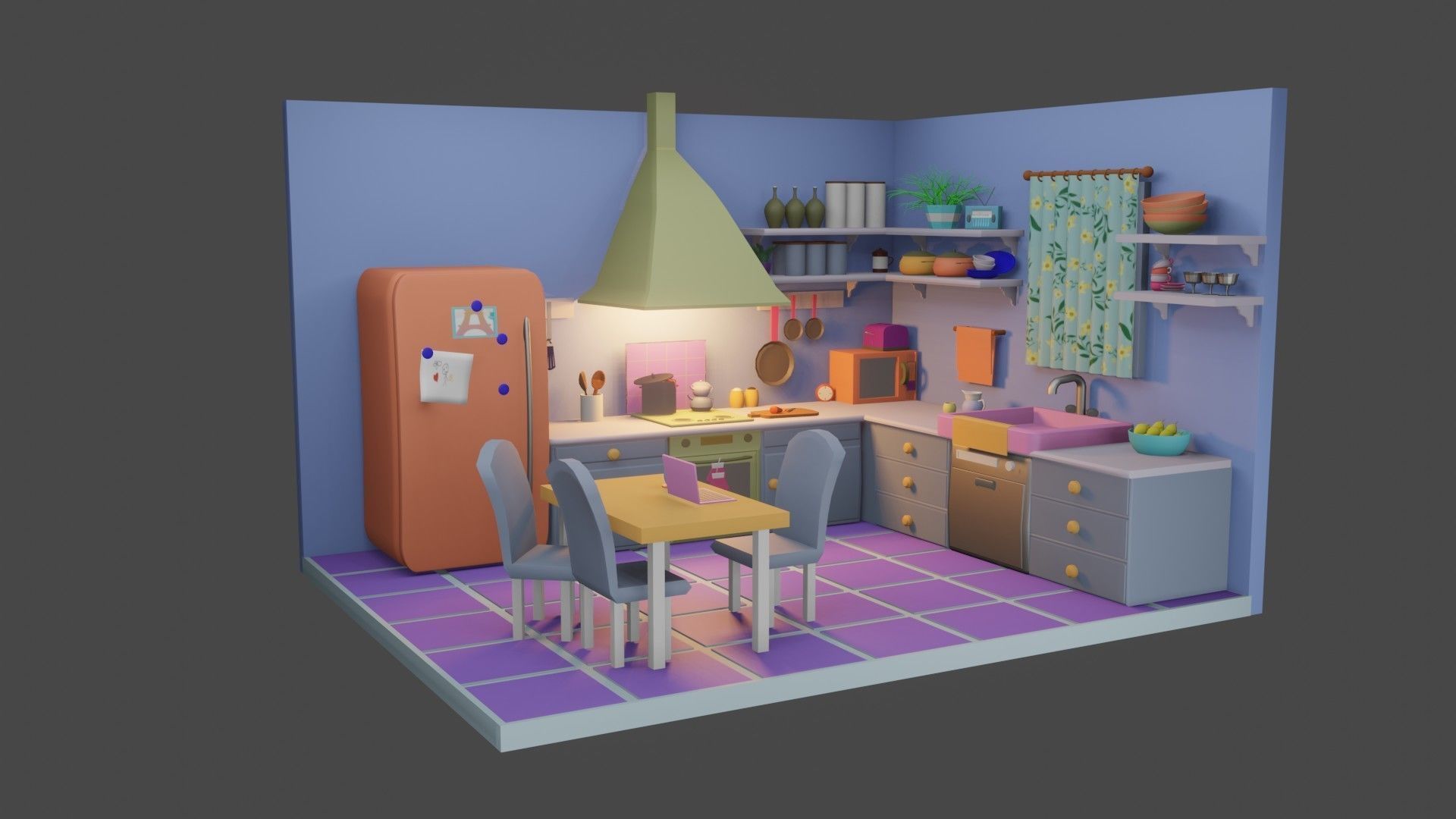 3D model cartoon kitchen low poly models VR / AR / low-poly | CGTrader