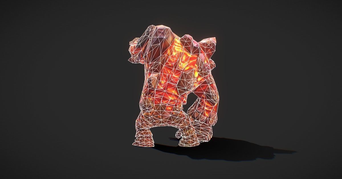 3D model Fantasy RPG Fire Golem VR / AR / low-poly | CGTrader