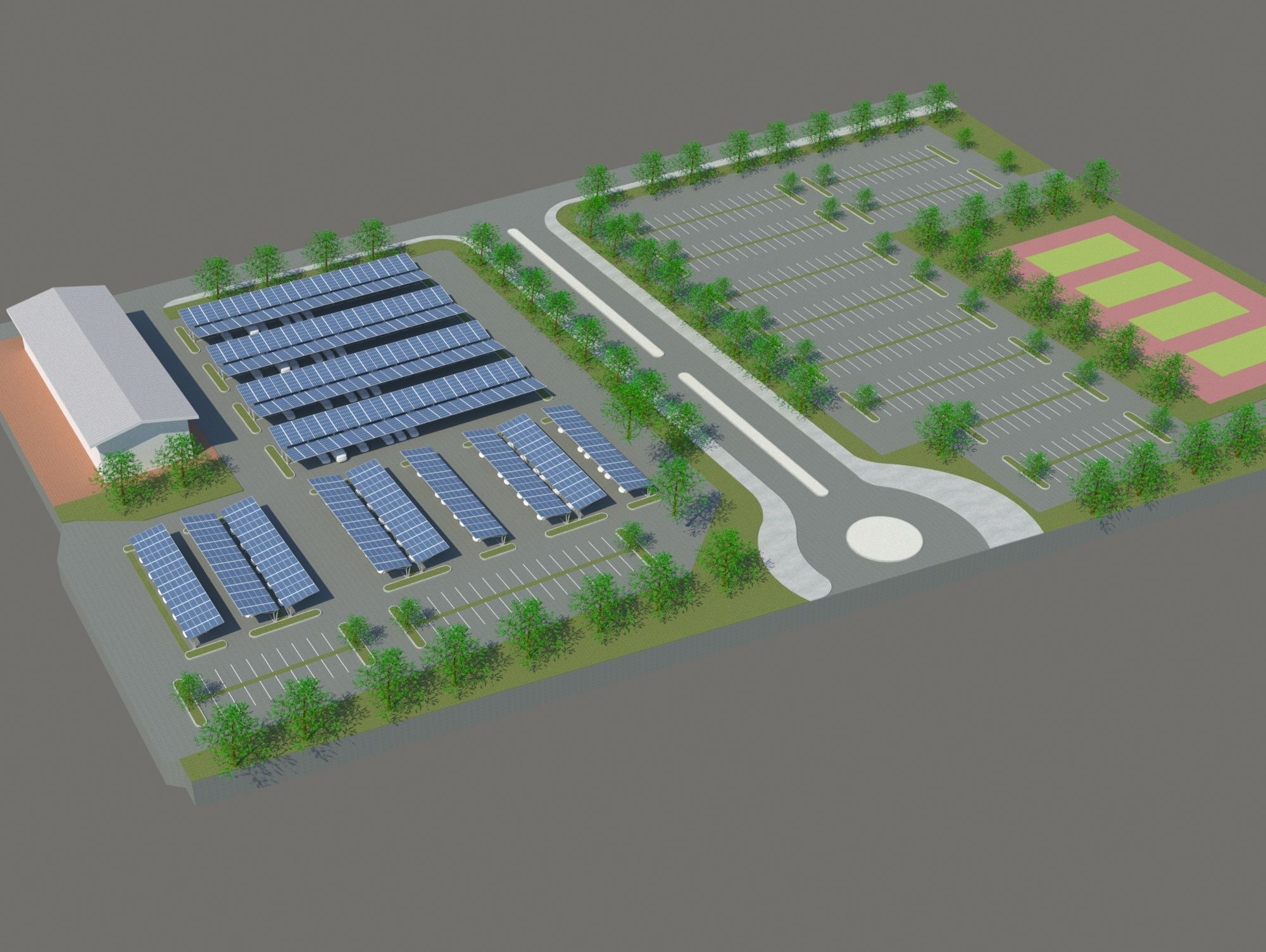 Layout for solar car park 3D model | CGTrader