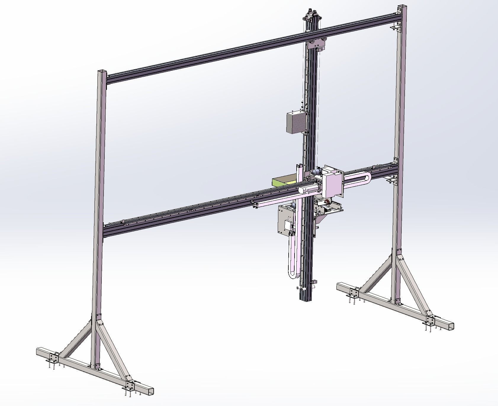 Stacking-machine-assembly metal frame with machine 3D model | CGTrader