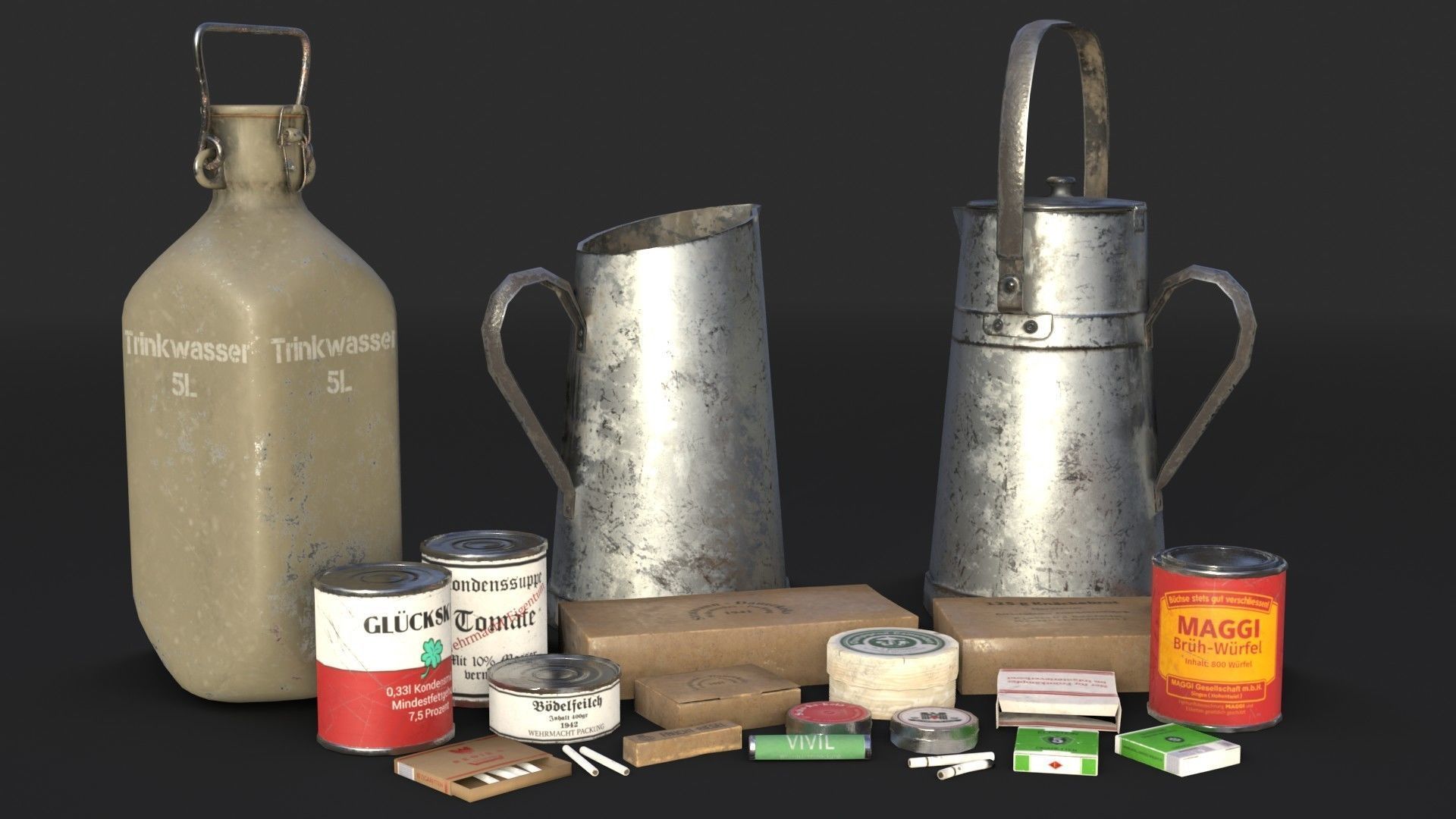 German WWII rations and equipments Collection | CGTrader