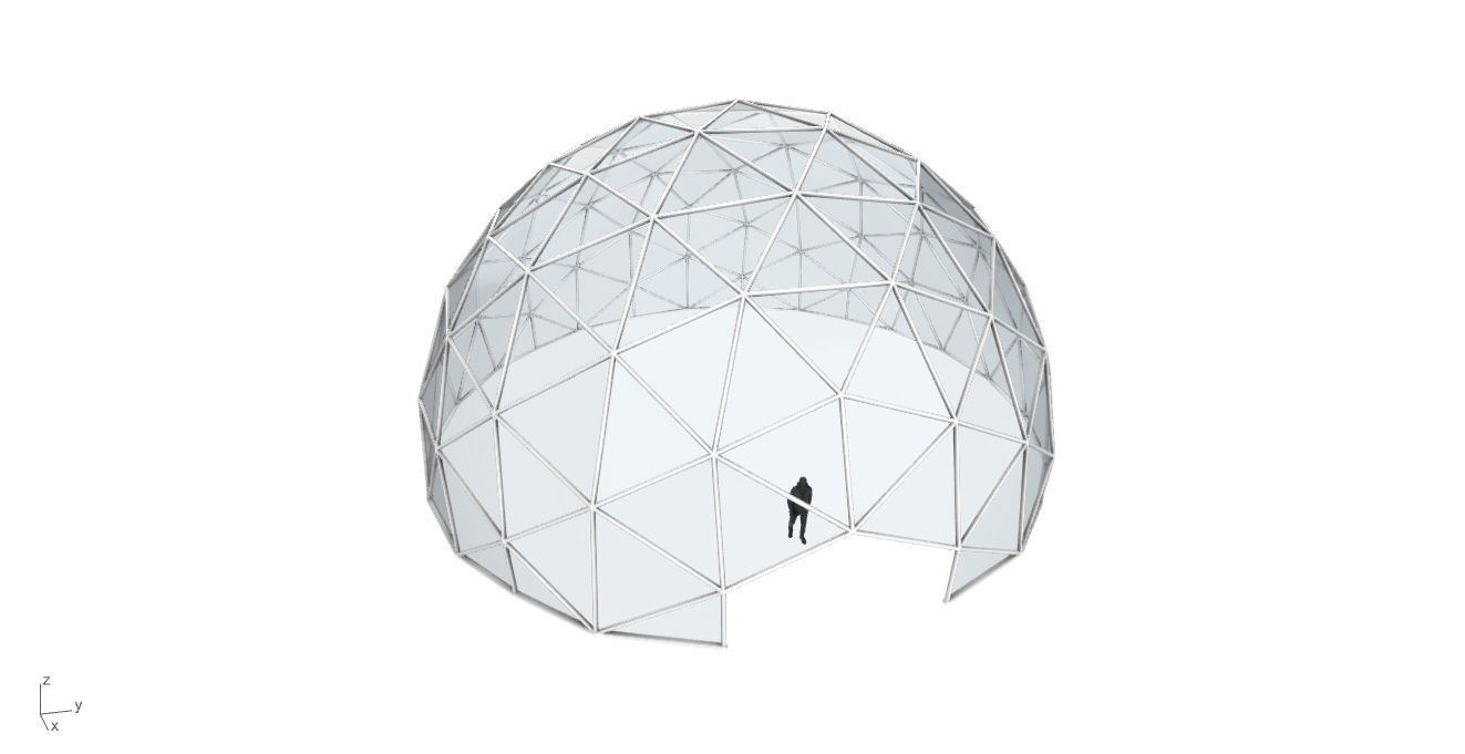 Geodesic Dome with Door Opening and Glass Panels v1 3D model | CGTrader