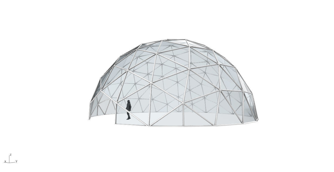 Geodesic Dome with Door Opening and Glass Panels v1 3D model | CGTrader
