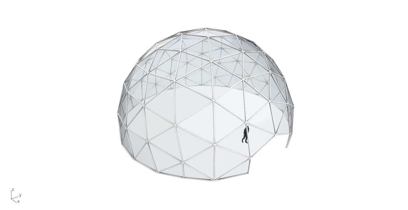 Geodesic Dome with Door Opening and Glass Panels v1 3D model | CGTrader