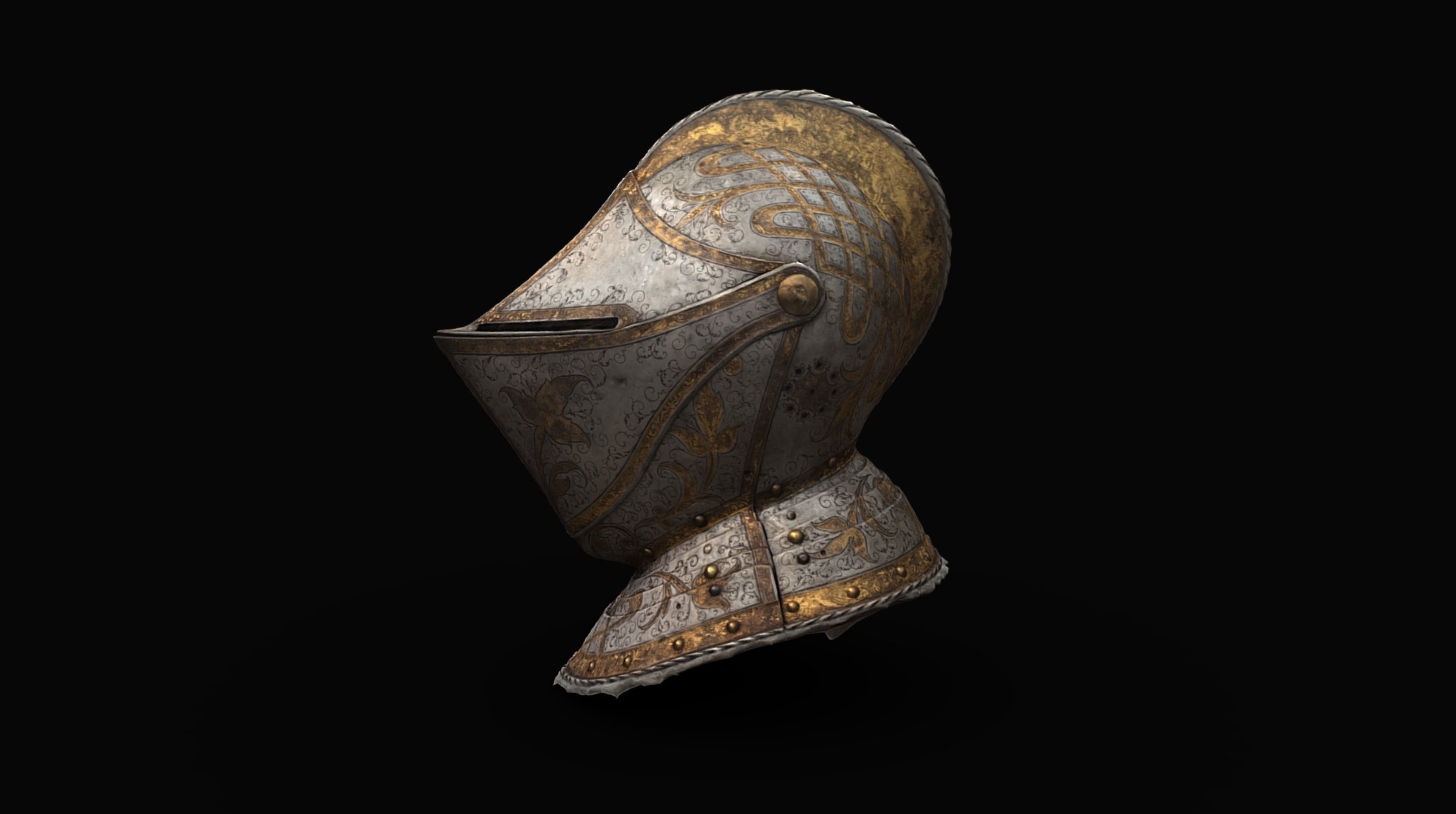 Gold and Silver Knights Helmet Photogrammetry scan 3D model | CGTrader