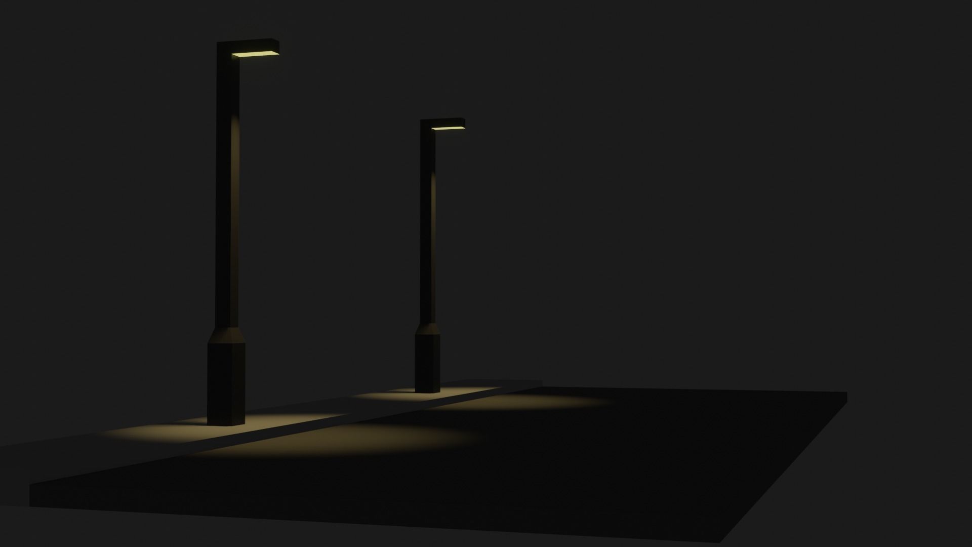 3D model Low-Poly Street With Street Lamps VR / AR / low-poly | CGTrader
