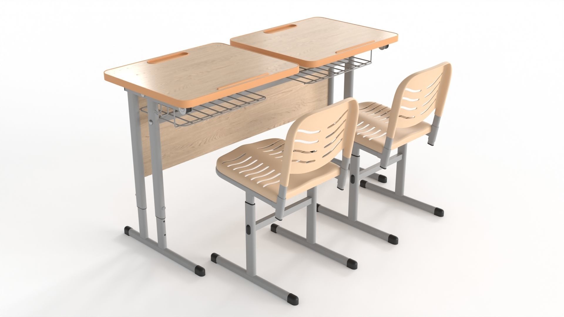 Double Scool Table 3D model | CGTrader