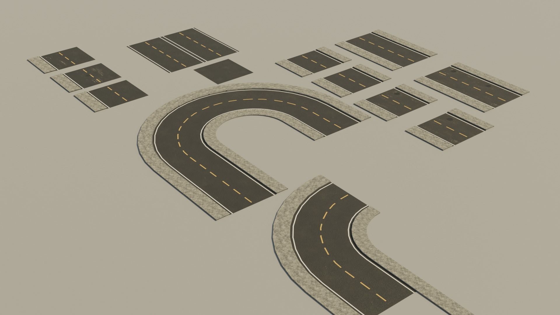 3D model City Street Road Lowpoly Assets Pack VR / AR / low-poly | CGTrader