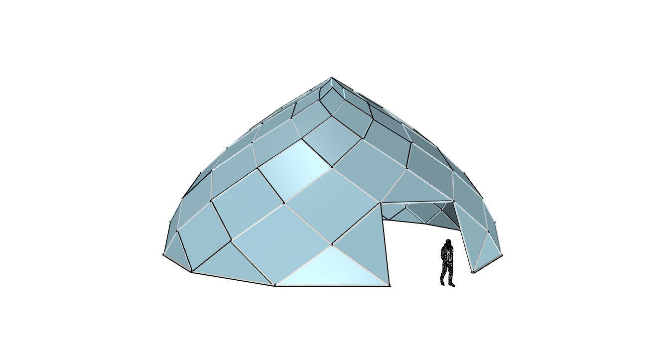 Pointed Dome with Door Opening and enclosure Panels 3D model | CGTrader