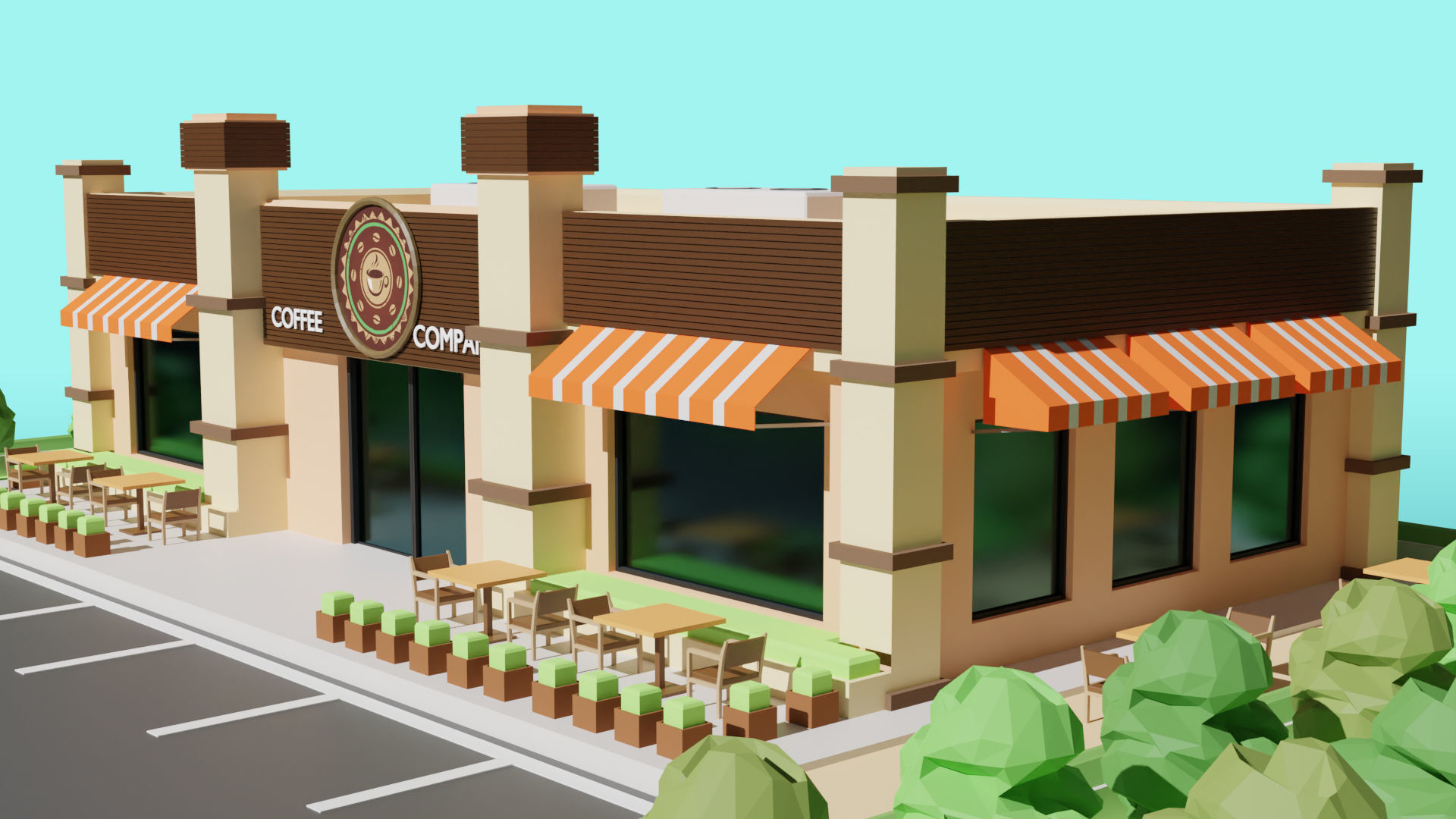 3D model Low Poly Cafe Restaurant VR / AR / low-poly | CGTrader