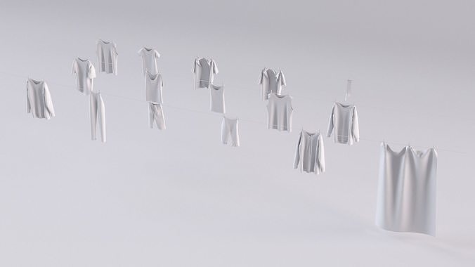 16 clothes hanging collection 3D model | CGTrader