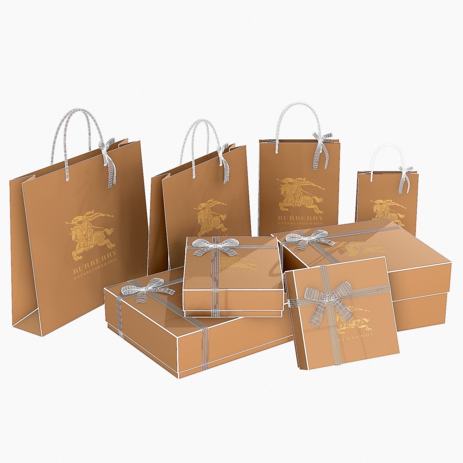 Burberry Gift Packaging Boxes and Paper Bags 3D model | CGTrader