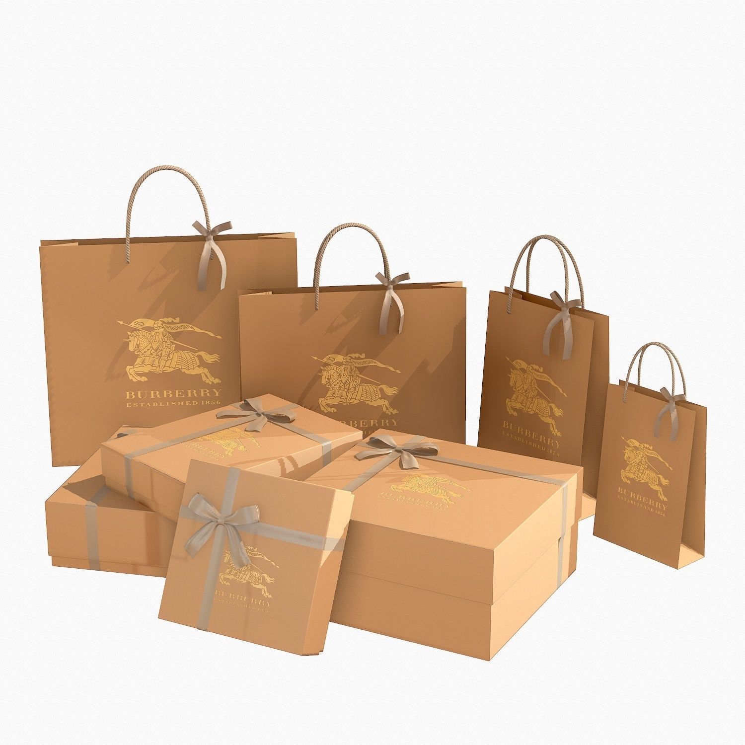 Burberry Gift Packaging Boxes and Paper Bags 3D model | CGTrader