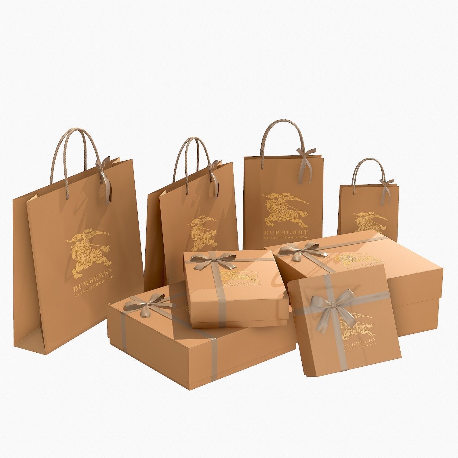 Burberry Gift Packaging Boxes and Paper Bags 3D model | CGTrader