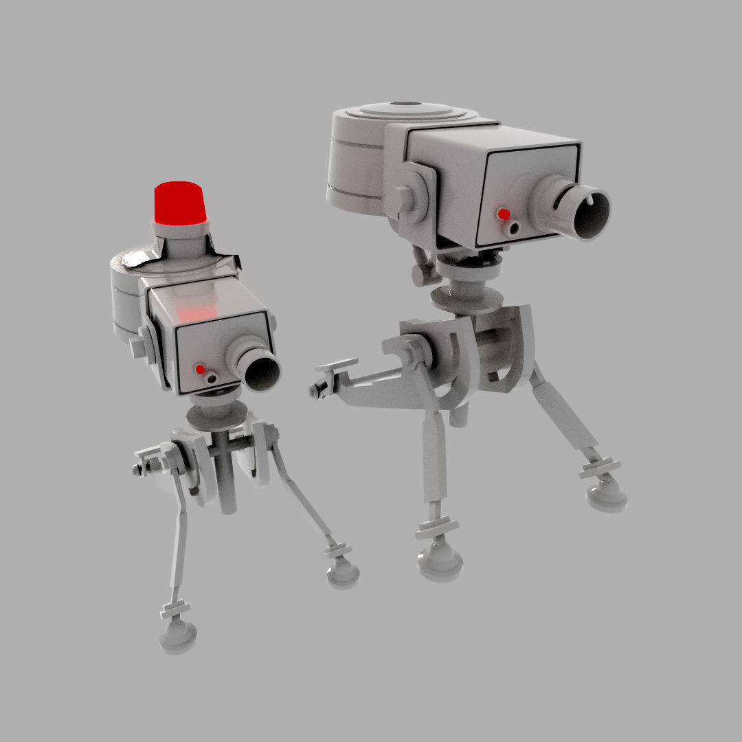 3D model Turret Sentry and Mini- 4 models 2 Colors- VR / AR / low-poly ...