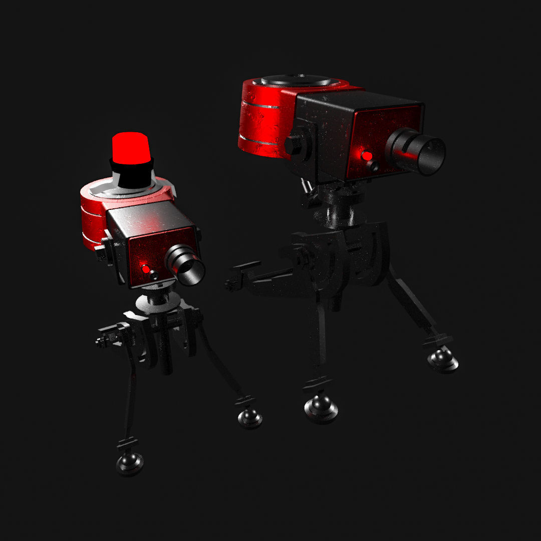 3D model Turret Sentry and Mini- 4 models 2 Colors- VR / AR / low-poly ...
