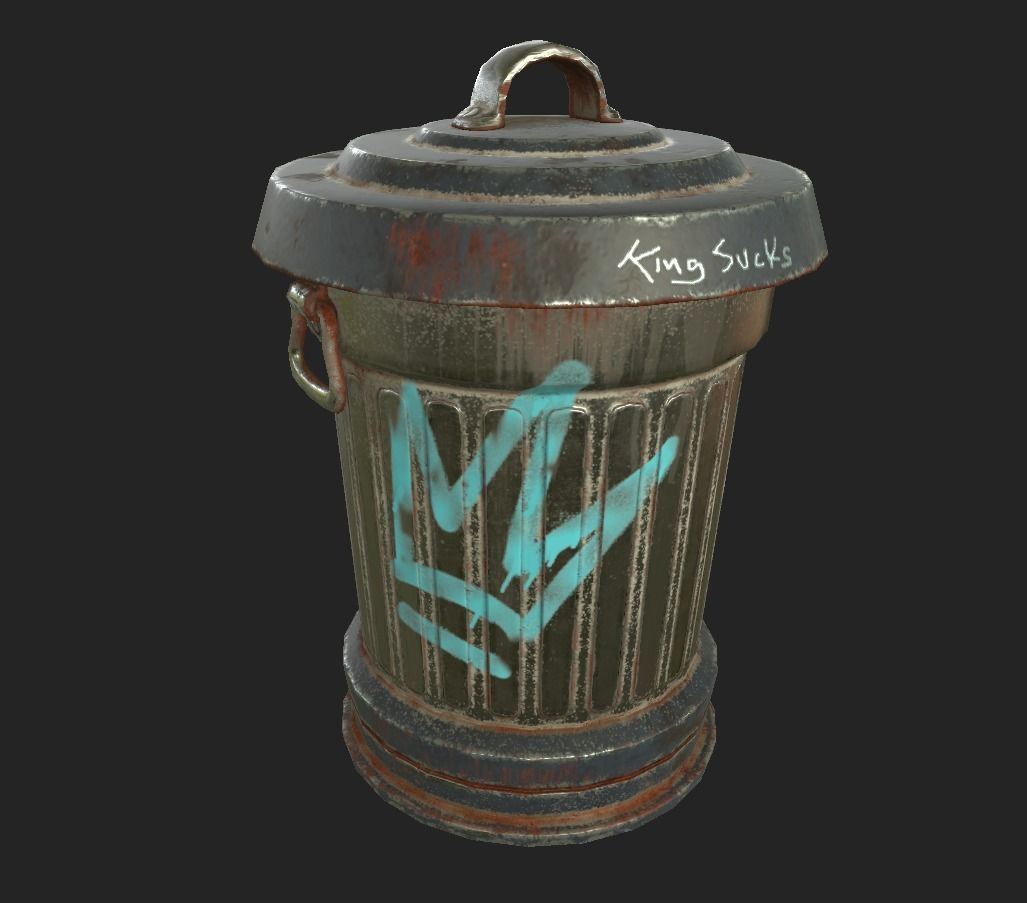 3D model Metal Trash Can Cool stylized Bags Low-poly 3D model VR / AR ...