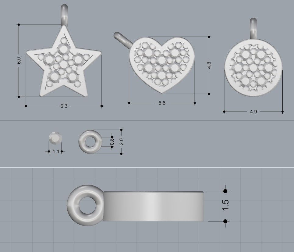Small jewellery charms 3D model 3D printable | CGTrader
