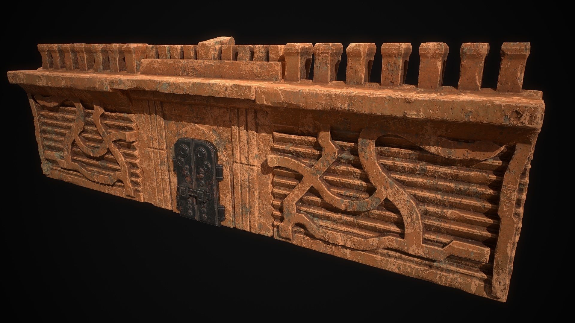 3D model Fantasy castle gate and wall modular VR / AR / low-poly | CGTrader