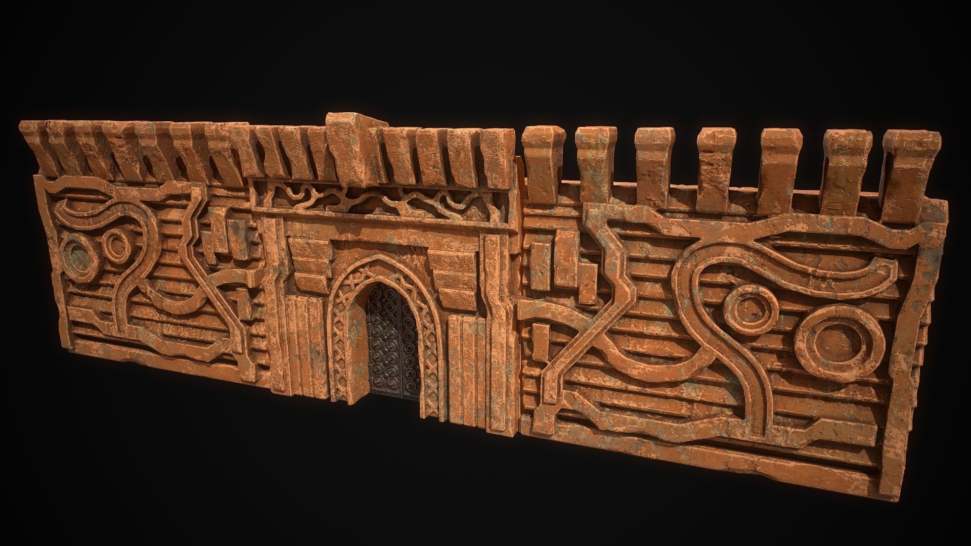 3D model Fantasy castle gate and wall modular VR / AR / low-poly | CGTrader
