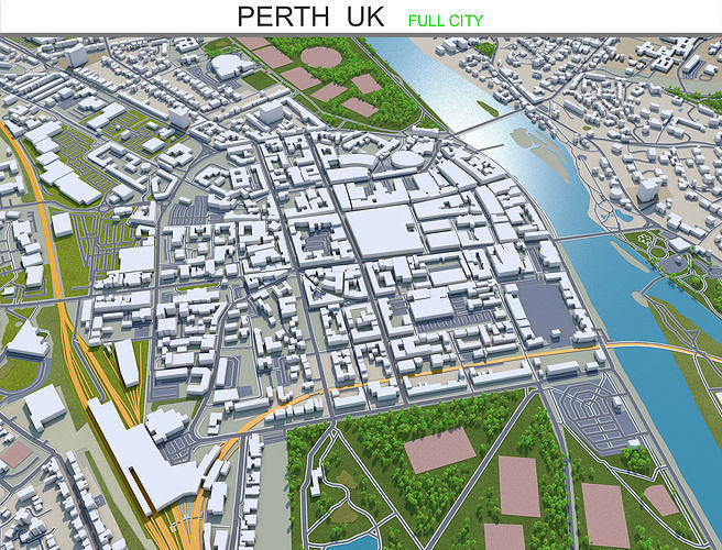 3D model Perth City United Kingdom 20km VR / AR / low-poly | CGTrader