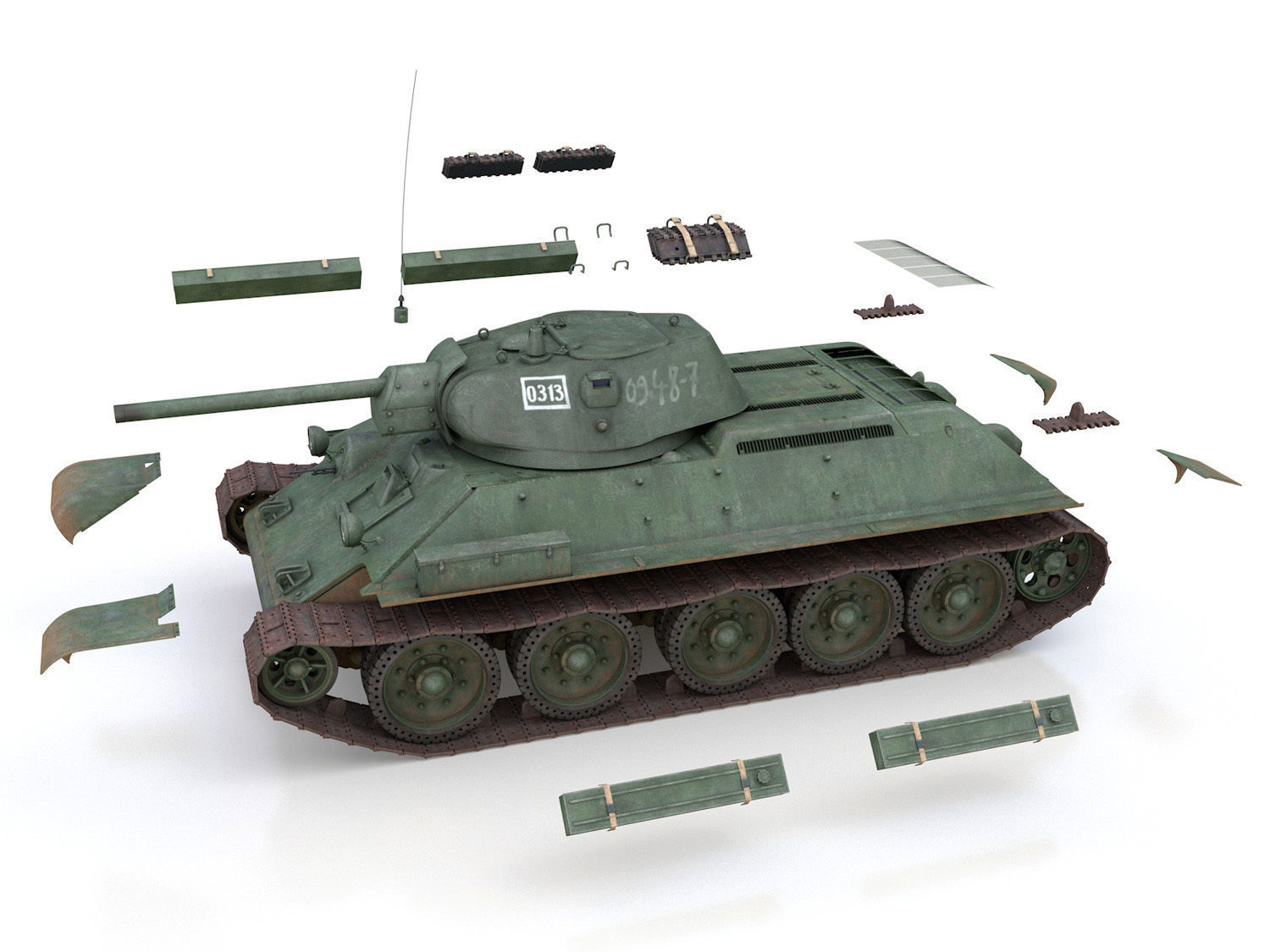 T-34-76 - Model 1941 - Soviet medium tank - 0313 3D model | CGTrader