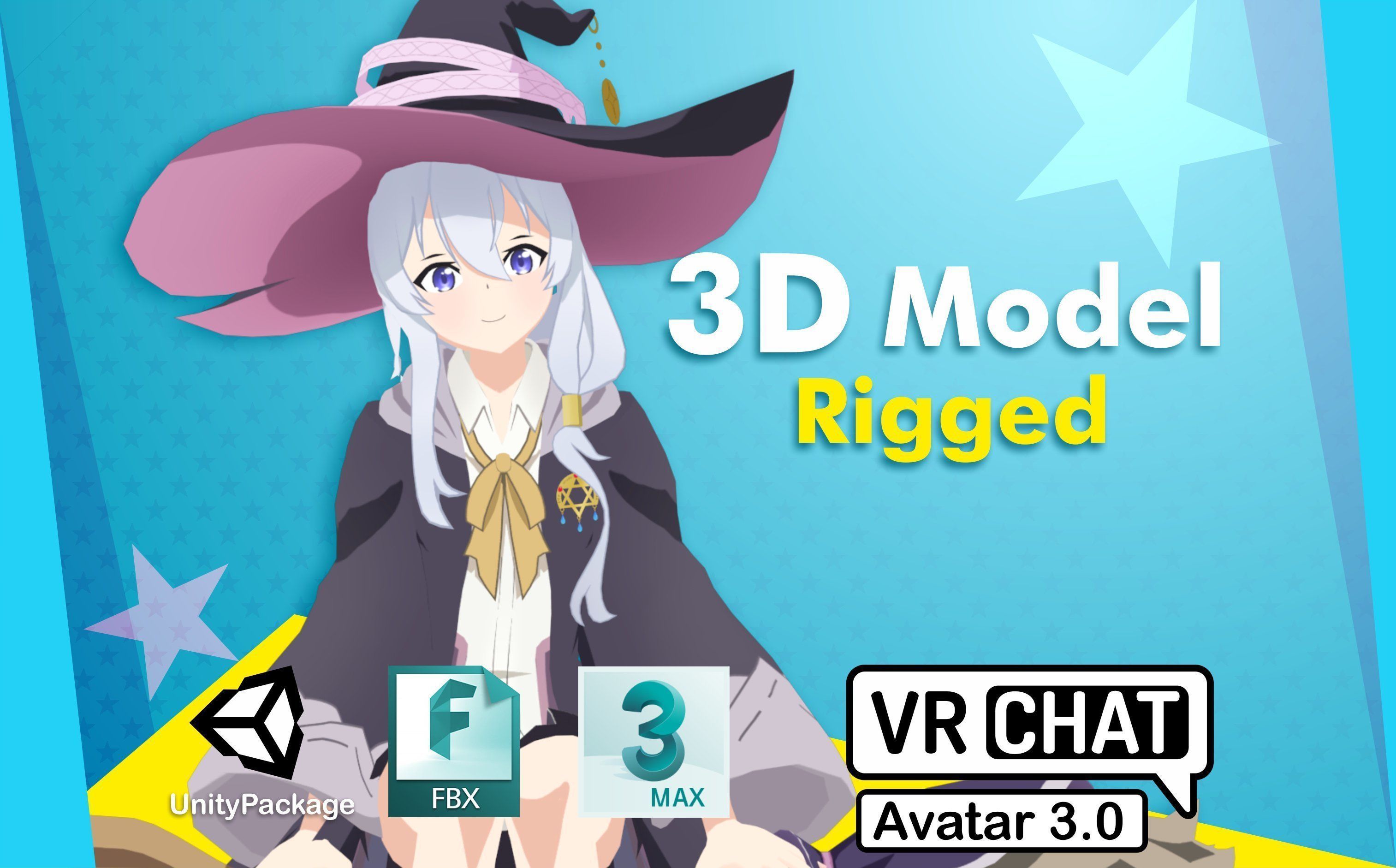 Elaina Majo no Tabitabi VRChat 3D model rigged | CGTrader
