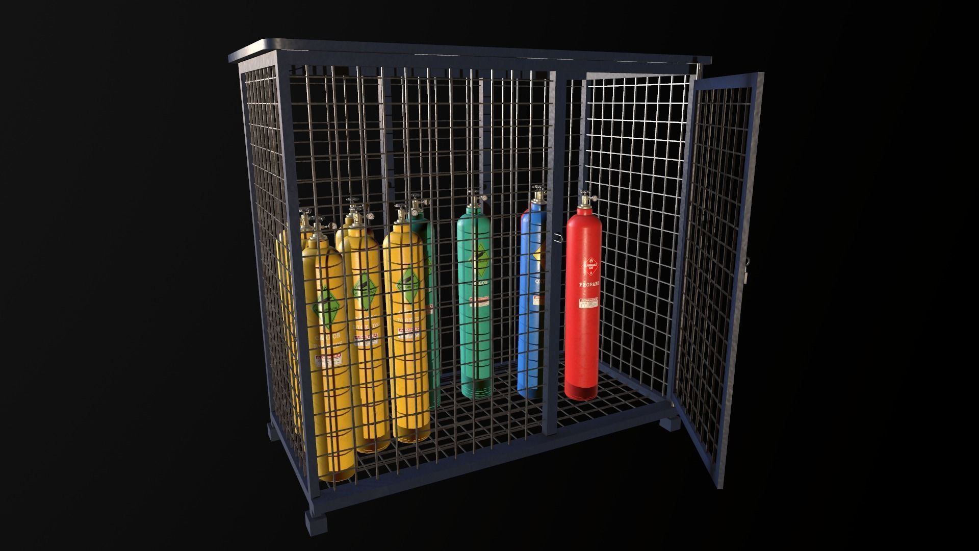 3D model 8-types of Industrial Gas Cylinders VR / AR / low-poly | CGTrader