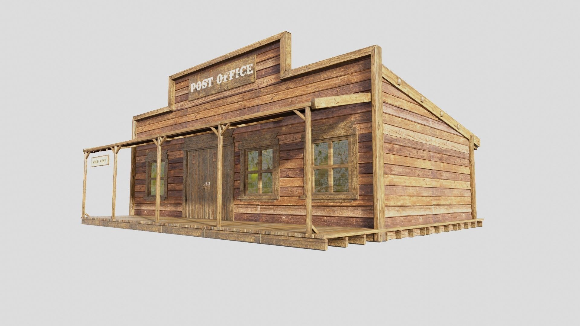 3D model american wildwest cowboy town building VR / AR / low-poly ...