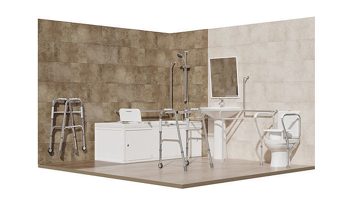 Bathroom for people with limited mobility 3D model | CGTrader