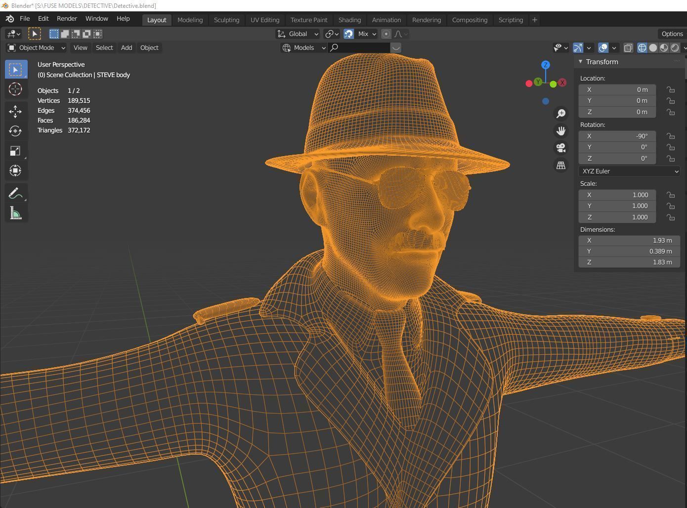 3D model Realistic Detective Officer character rigged 3d model LOW POLY ...