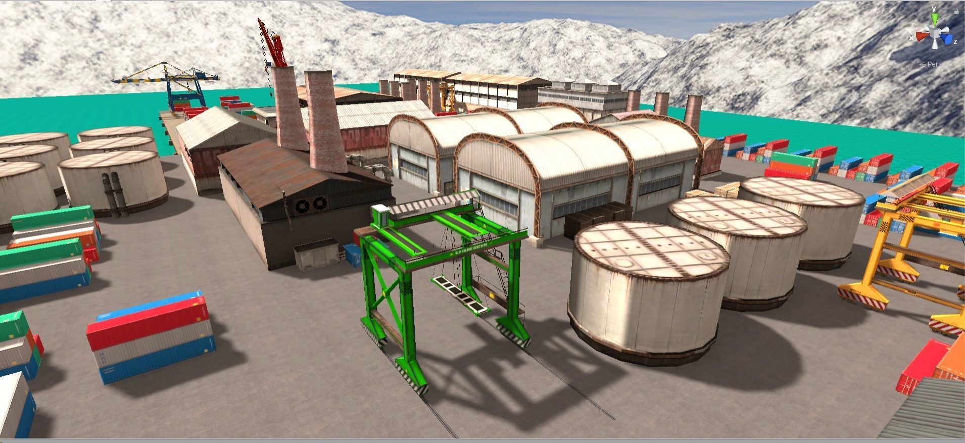 3D model Container Cargo Yard Environment Set VR low-poly 3d model Game ...