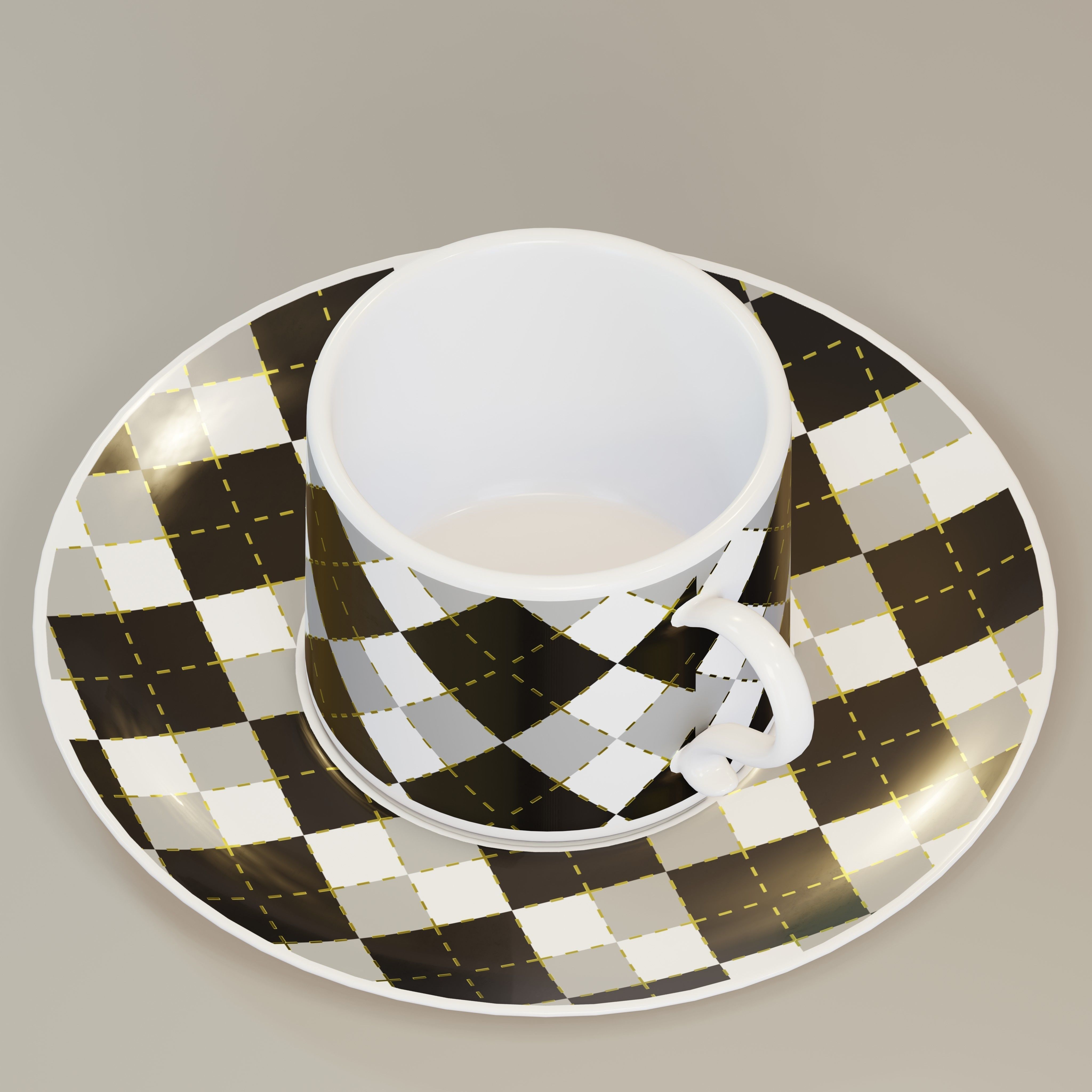 Tartan patterned cup 3D model | CGTrader