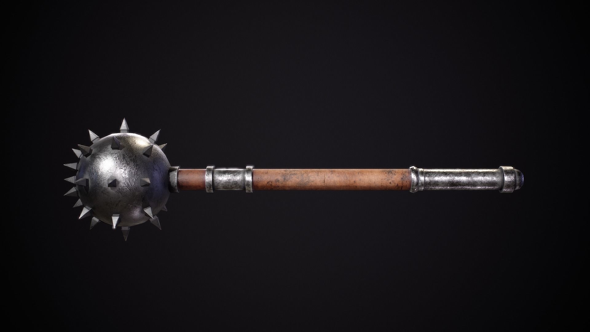 3D model Game Ready Morning Star Mace Low Poly PBR VR / AR / low-poly ...