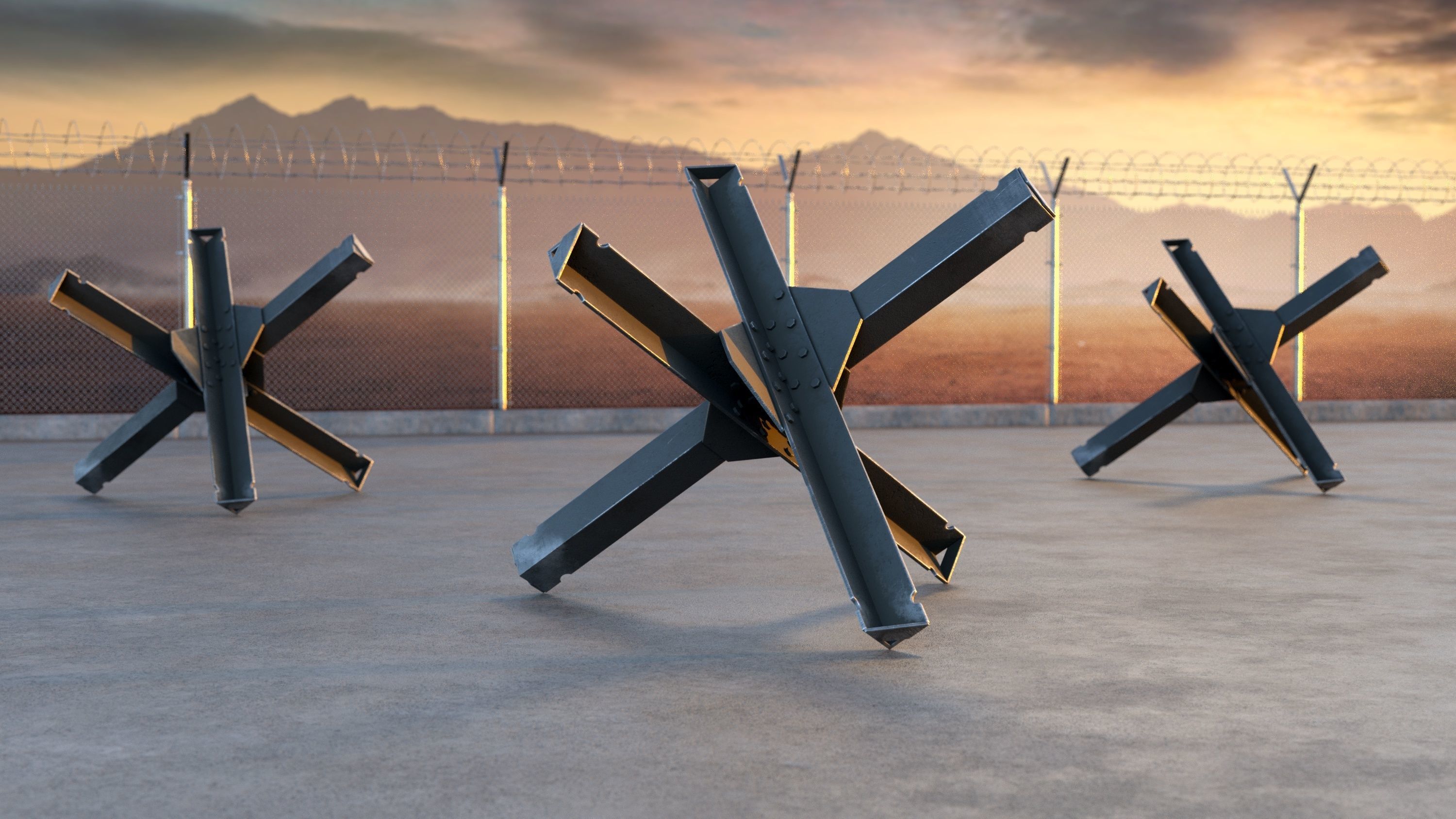 Czech Hedgehog Anti Tank Obstacle 3D 3D model | CGTrader