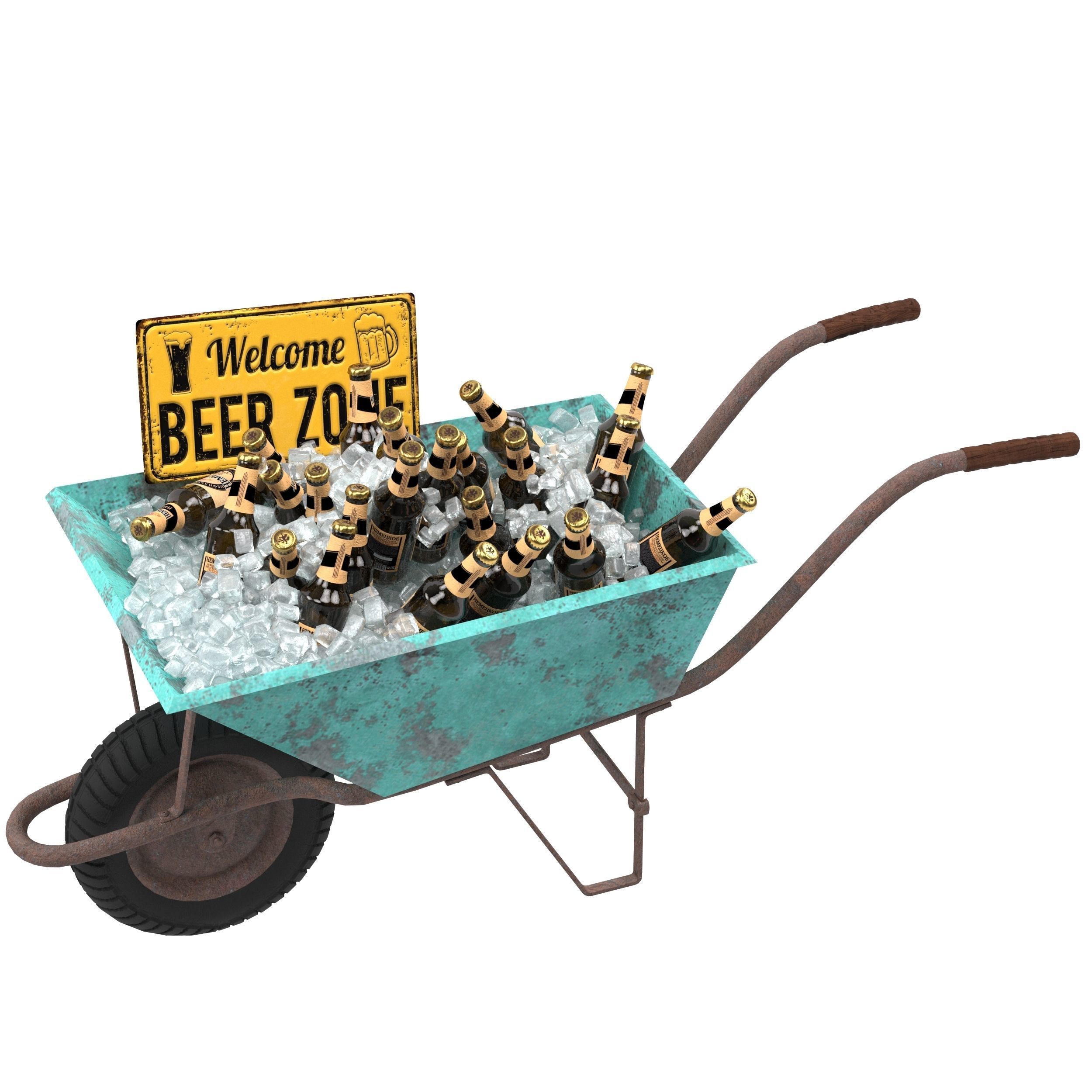 wheelbarrow with beer 3D model | CGTrader