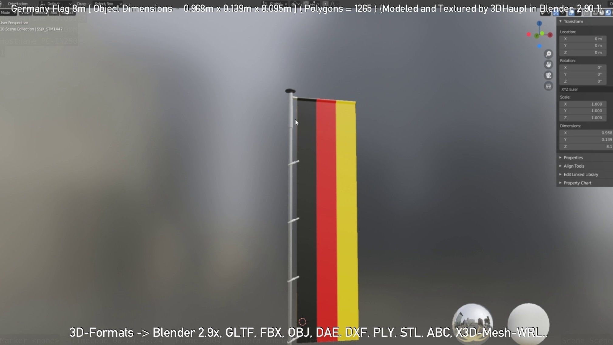 3D model Germany Flag 8m VR / AR / low-poly | CGTrader