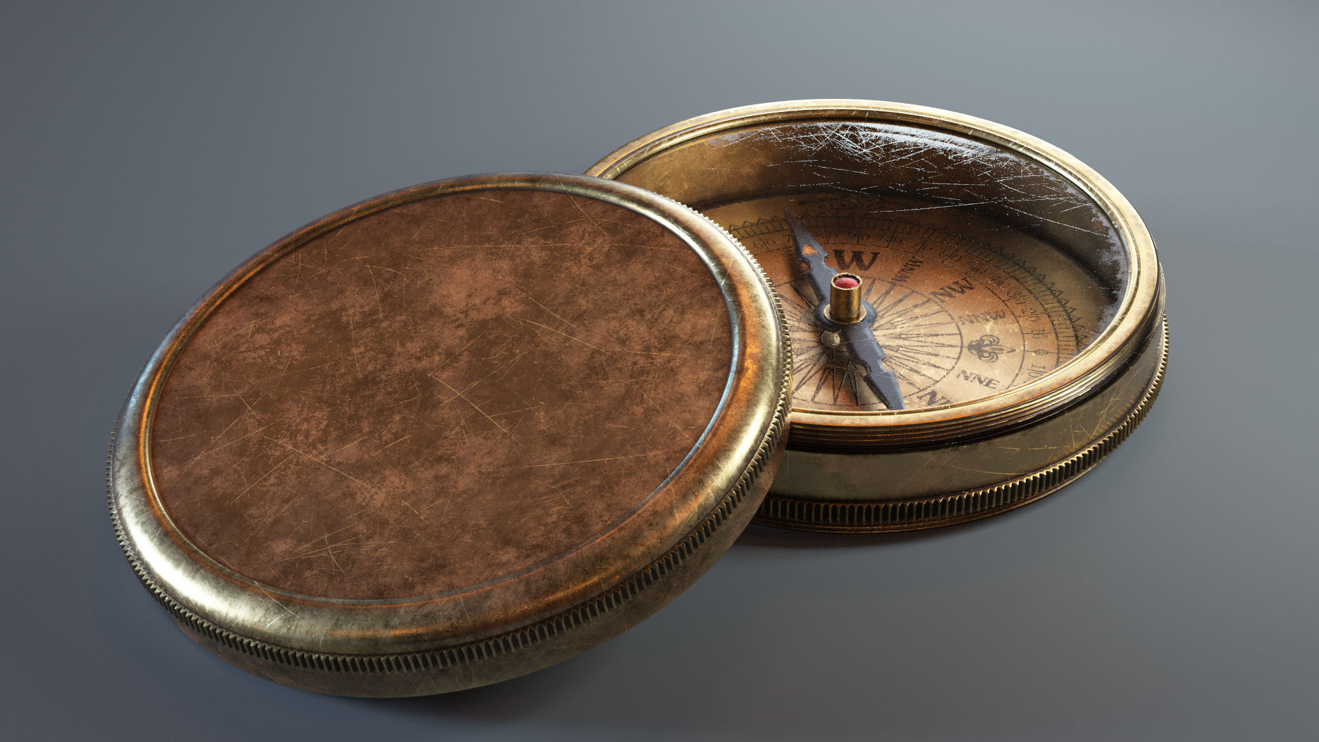 Vintage Brass Compass 3d Model With Pbr Textures 3d Model Cgtrader