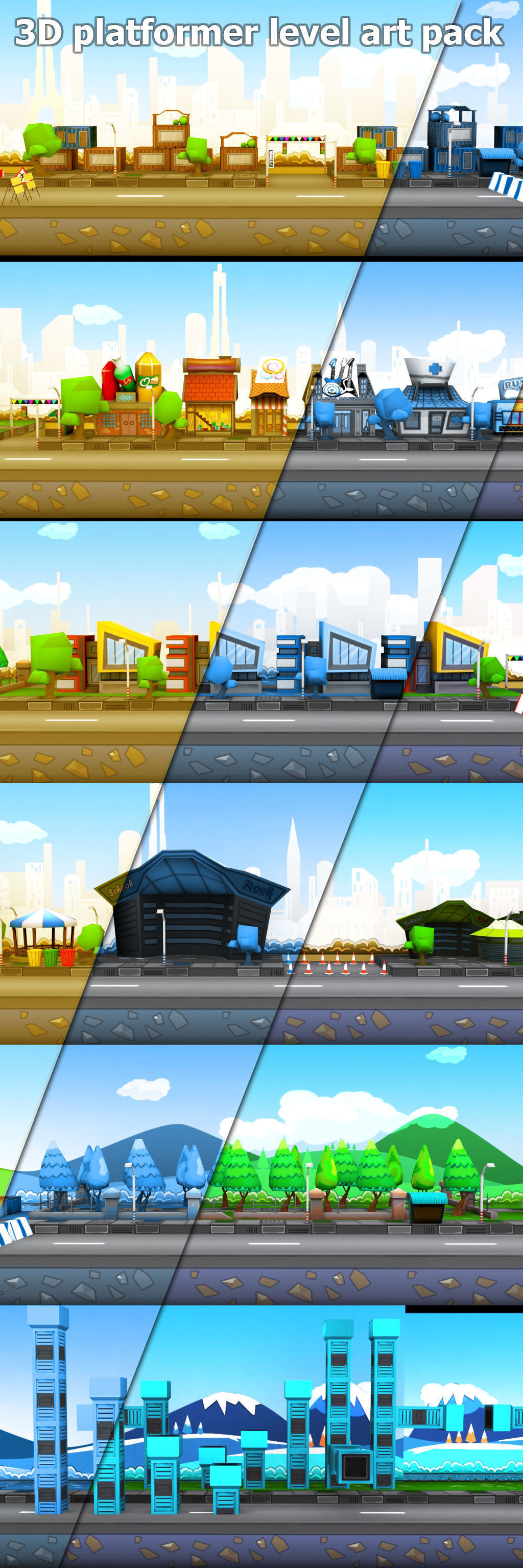 3D model 3D platformer level art pack VR / AR / low-poly | CGTrader